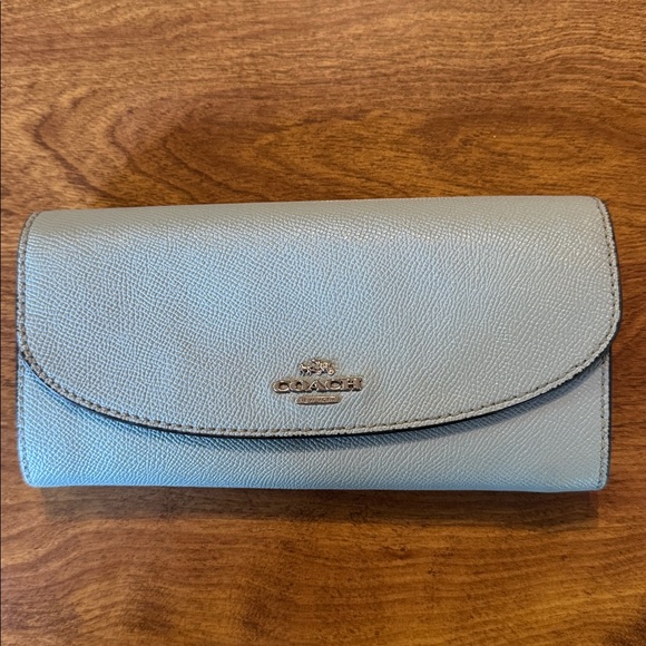 Coach | Accessories | Coach Sky Blue Leather Wallet | Poshmark